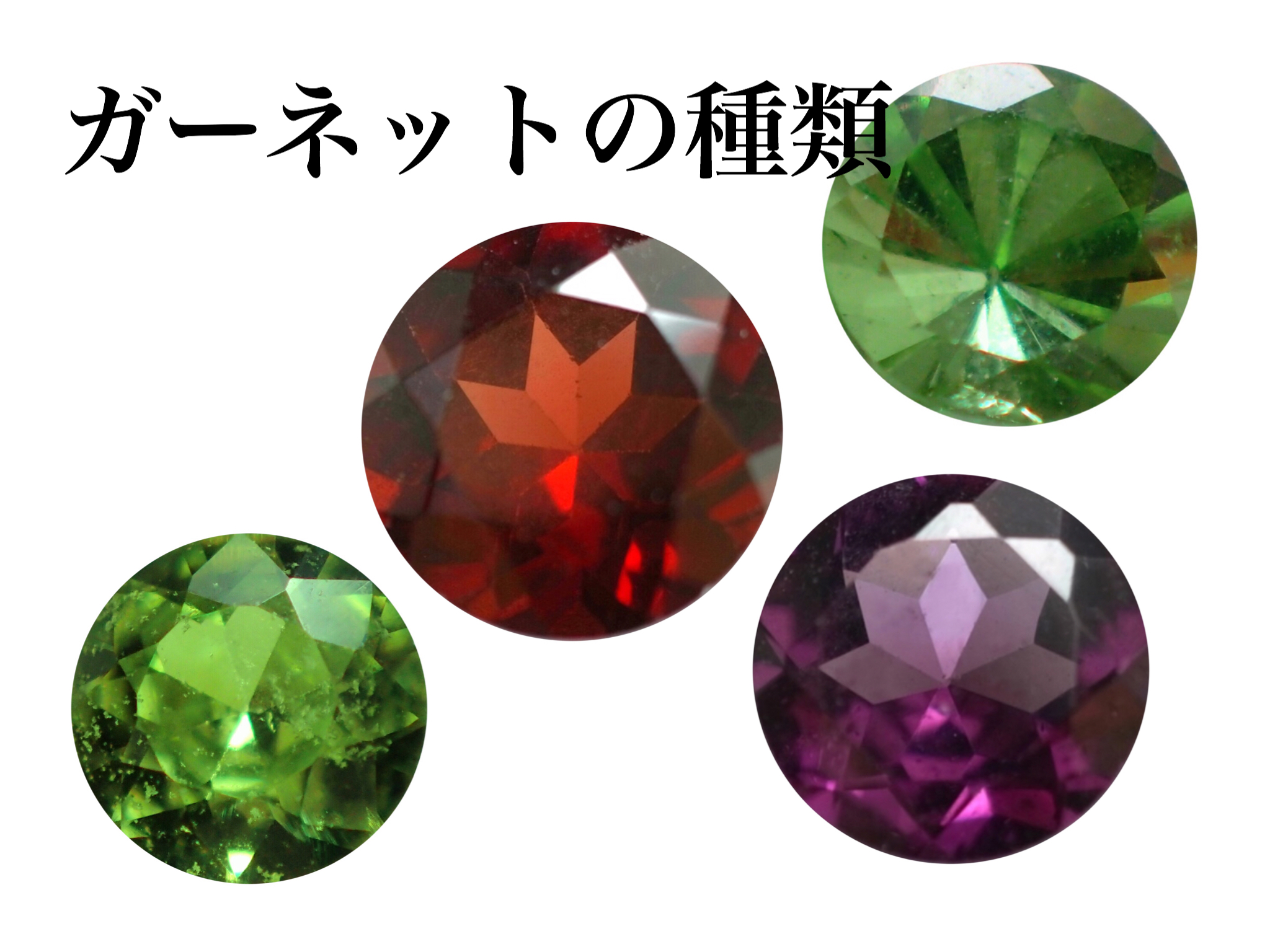 ガーネット,種類,アルマンダイト,パイロープ,ロードライト,スペサルタイト,